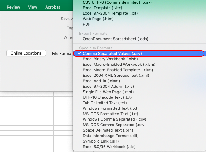 How To Create A Comma separated Values File From An Excel File Briox Help Centre